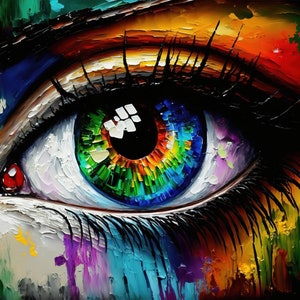 Eye Painting Print, Abstract Eye Canvas Painting Reproduction, Vibrant ...