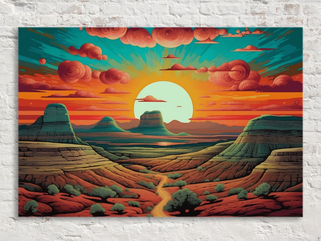 American Southwest Canvas, Desert Pop Art Landscape, Western Wall Art ...