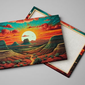 American Southwest Canvas, Desert Pop Art Landscape, Western Wall Art ...