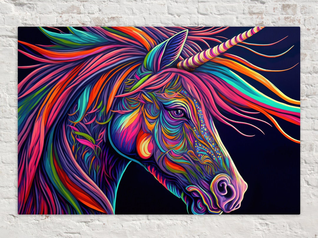 Colorful Unicorn Painting, Abstract Unicorn Canvas, Nursery and Kids ...