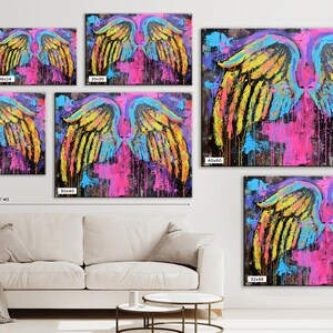 Colorful Heavy Paint Angel Wings, Pop Art Style Art Print,, Giclee ...
