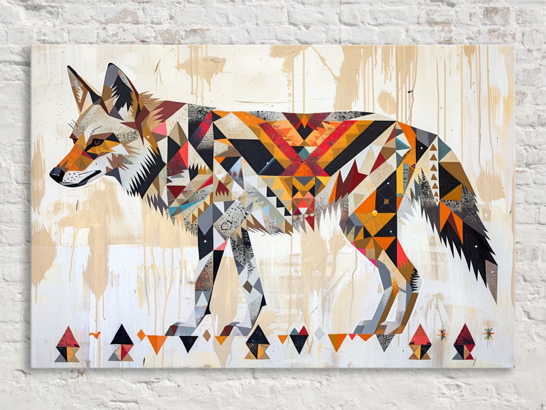 Tribal Coyote Native American Art, Giclée Print on Gallery-wrapped ...