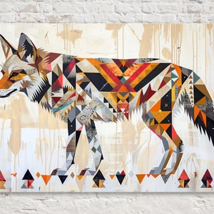 Tribal Coyote Native American Art, Giclée Print on Gallery-wrapped ...