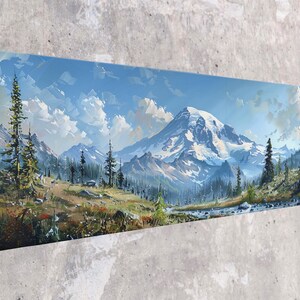 Mount Rainier Scenic Panoramic Canvas Print, Framed or Unframed, Long ...