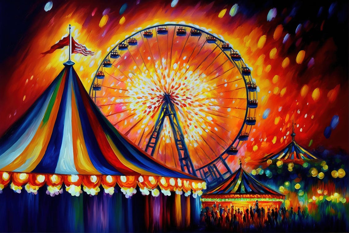 Circus Canvas Wall Art, Carnival Painting Print, Colorful Home Decor ...