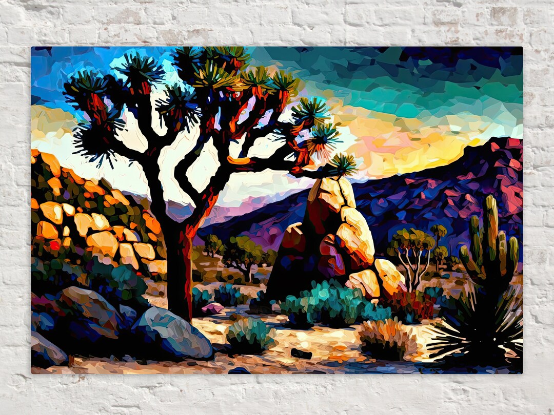 Desert Landscape Canvas, Joshua Tree Wall Art Painting, Southwestern ...