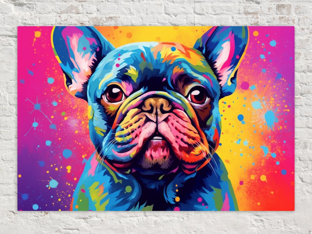 Vibrant French Bulldog Canvas Print for Dog Lovers, Colorful Frenchie ...