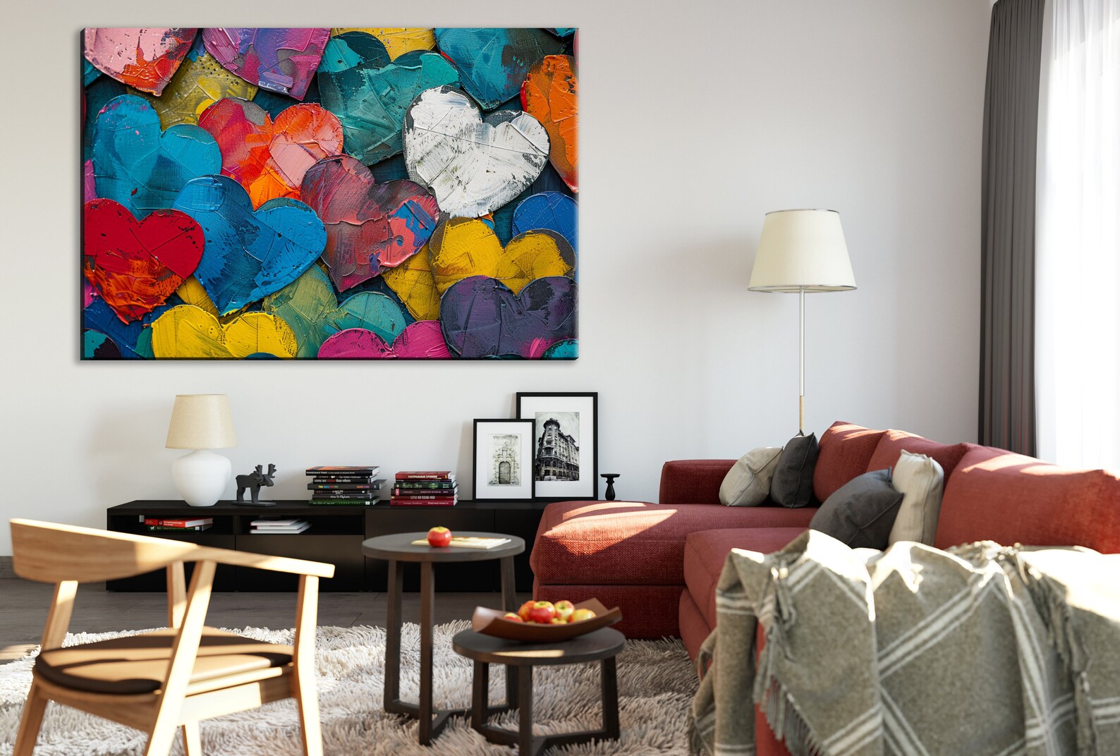 Colorful Heart Pile Piece, Love and Friendship, Giclée Print on Gallery ...