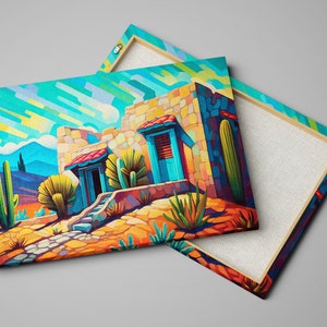 Spanish Adobe Landscape Canvas Print, Spanish Colonial Decor, Real Wood ...