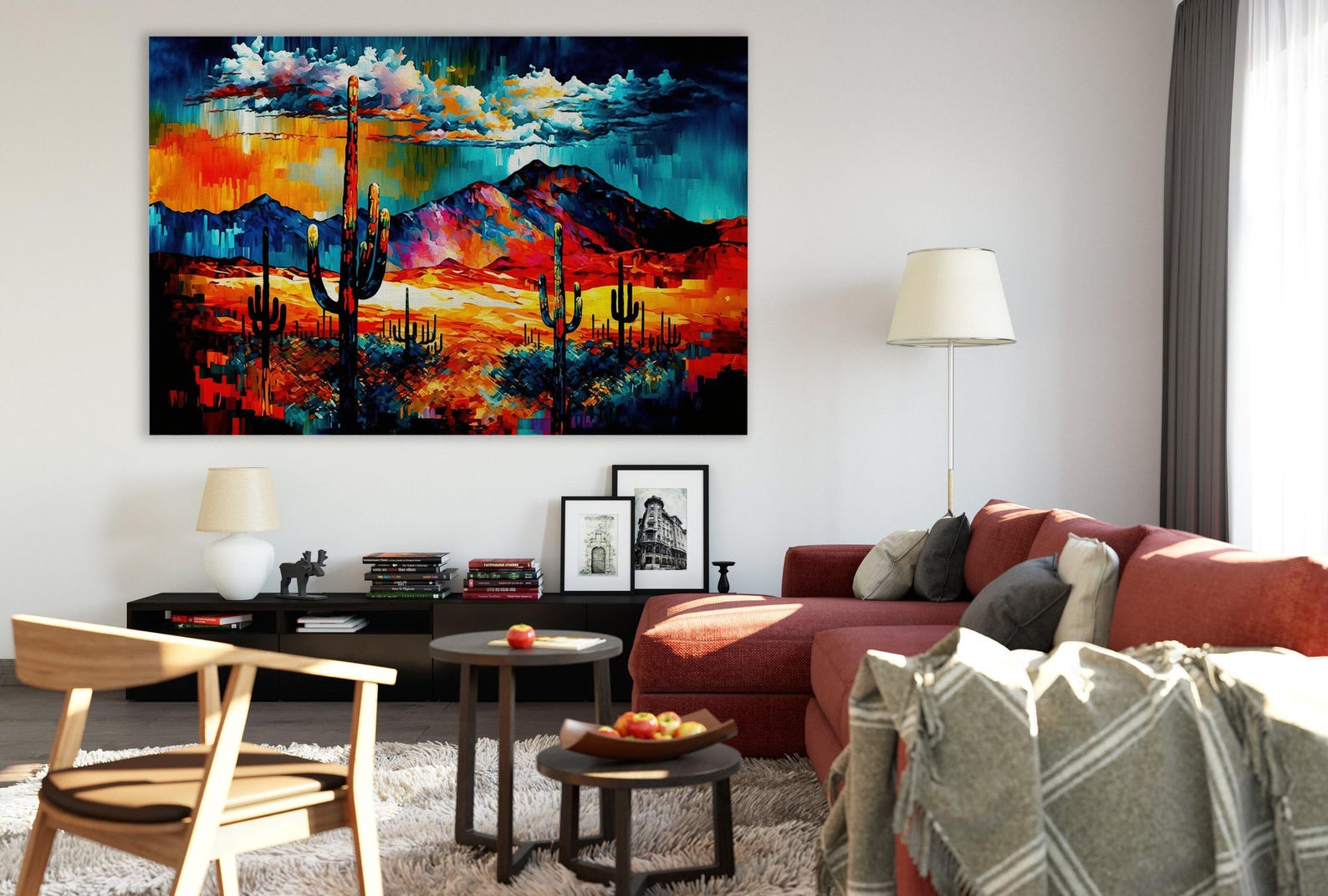 Colorful Desert Scene Canvas Print, Southwest Art Landscape Painting - Etsy