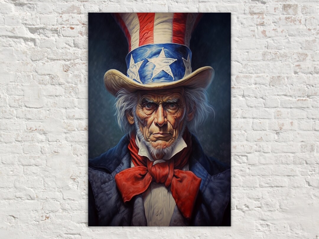 Uncle Sam Canvas Portrait, American Spirit and Freedom, Patriotic Wall ...
