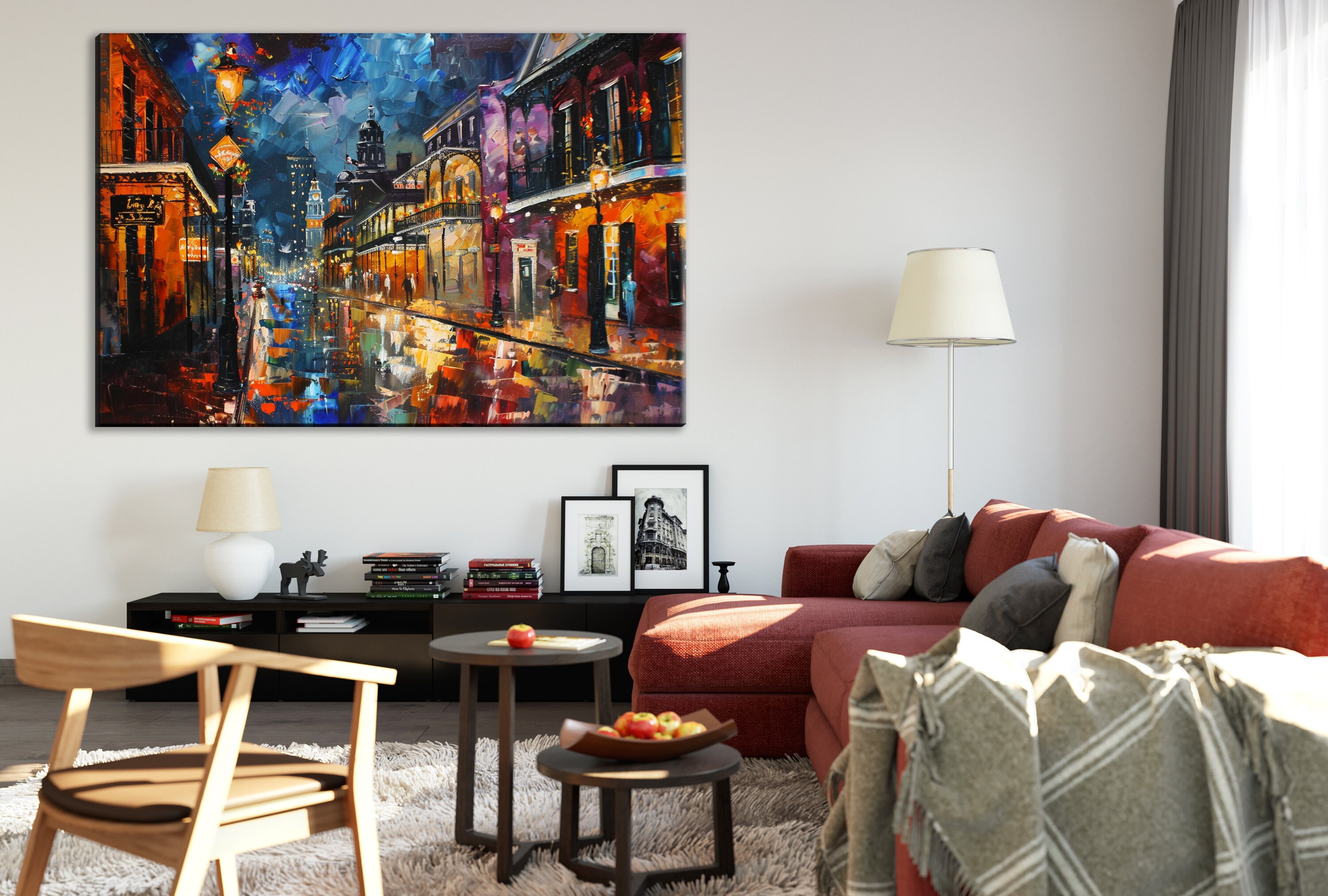 New Orleans Nightscape: Bourbon Street Rain Scene, Print on Gallery ...