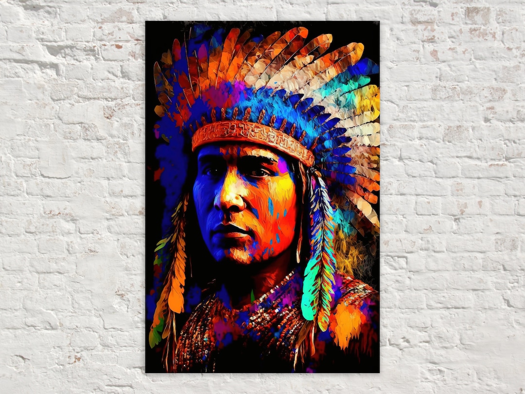Native American Art Canvas Print - Tribal Indian Warrior Painting ...