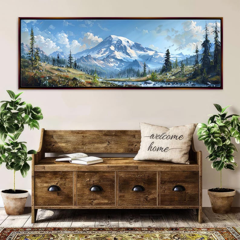 Mount Rainier Scenic Panoramic Canvas Print, Framed or Unframed, Long ...