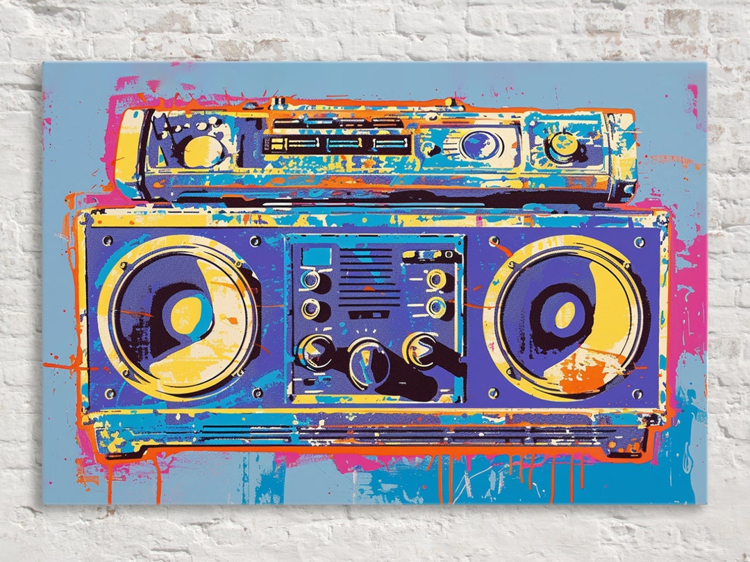Retro Boombox Pop Art Wall Decor, Giclée Print on Gallery-wrapped ...