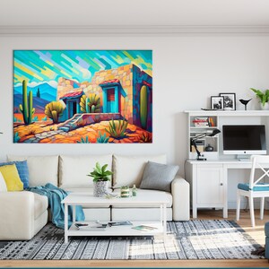 Spanish Adobe Landscape Canvas Print, Spanish Colonial Decor, Real Wood ...