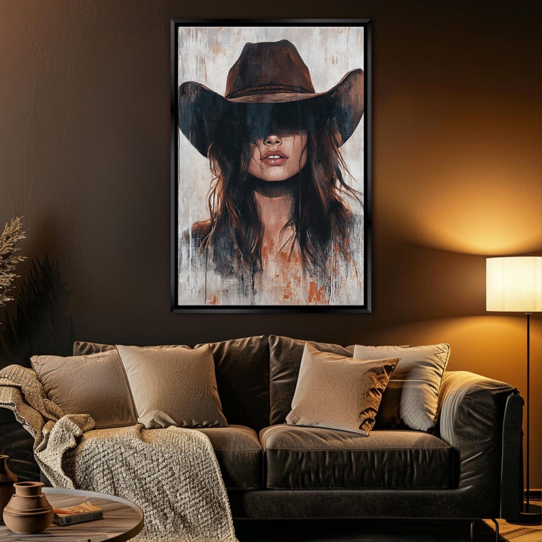 Chic Brunette Western Aesthetic Wall Display Canvas Print, Framed or ...
