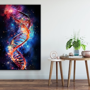 DNA Canvas, Double Helix Wall Art, DNA Strand Artwork, Science Decor ...