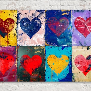 Heart Pattern Wall Art, Love Tiles Home Decor, Giclée Print on Gallery ...