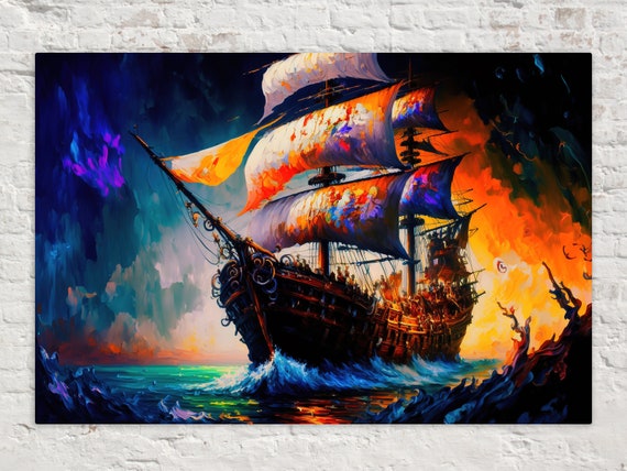 Pirate Ship Painting Abstract