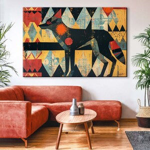 Abstract Native American Spirit Coyote Art, Modern Southwest, Giclée ...