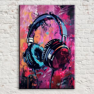Modern Headphones Art for Music Lovers, Giclée Print on Gallery-wrapped ...