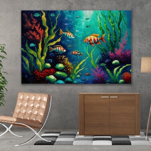 Fish Canvas Art, Sea Life Canvas, Underwater Painting Reproduction ...