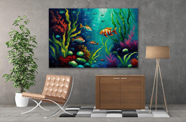Fish Canvas Art, Sea Life Canvas, Underwater Painting Reproduction ...