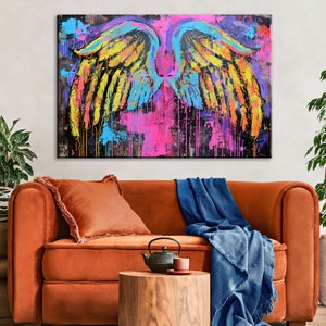 Colorful Heavy Paint Angel Wings, Pop Art Style Art Print,, Giclee ...