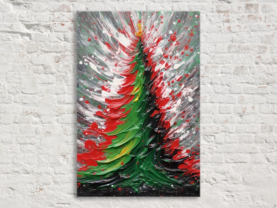 Abstract Christmas Tree Art - Holiday Wall Print, Giclee Print on ...