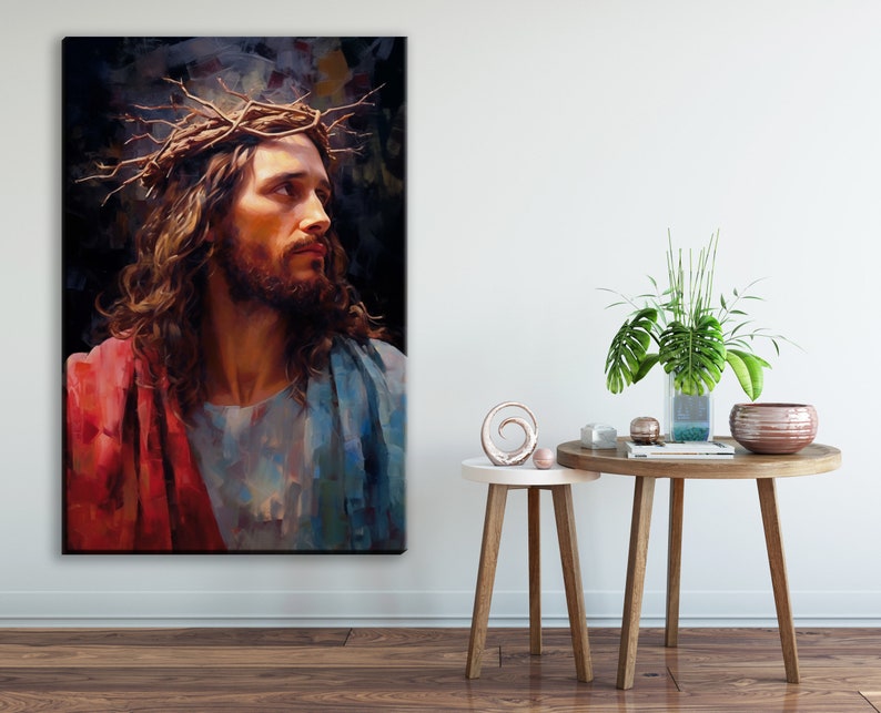 Inspiring Jesus Christ Canvas Wall Art, Crown of Thorns, Large Canvas ...