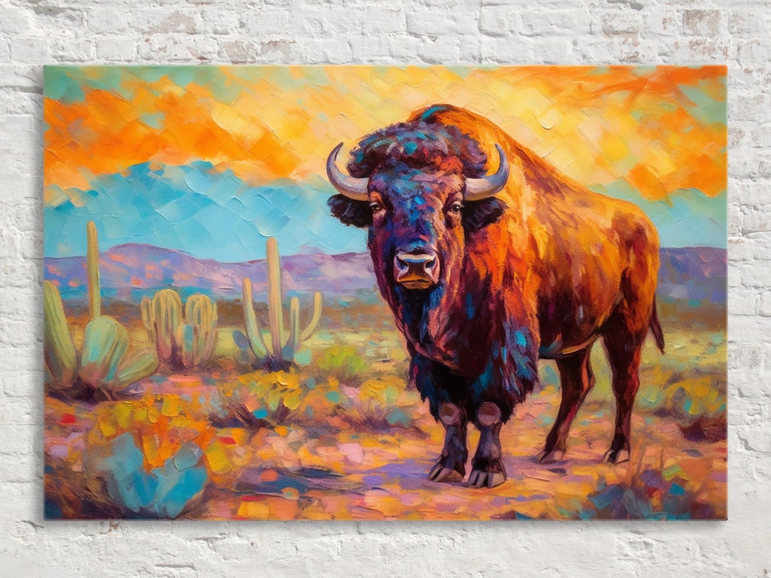 Iconic American Bison, Canvas Wall Art, Western Plains, Wildlife Nature ...