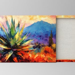 Abstract Agave Painting, Desert Cactus Canvas Print, Southwestern ...