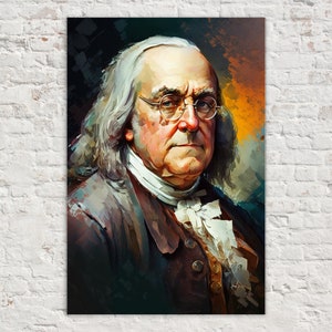Benjamin Franklin Canvas Wall Art, Historical Figure Painting ...