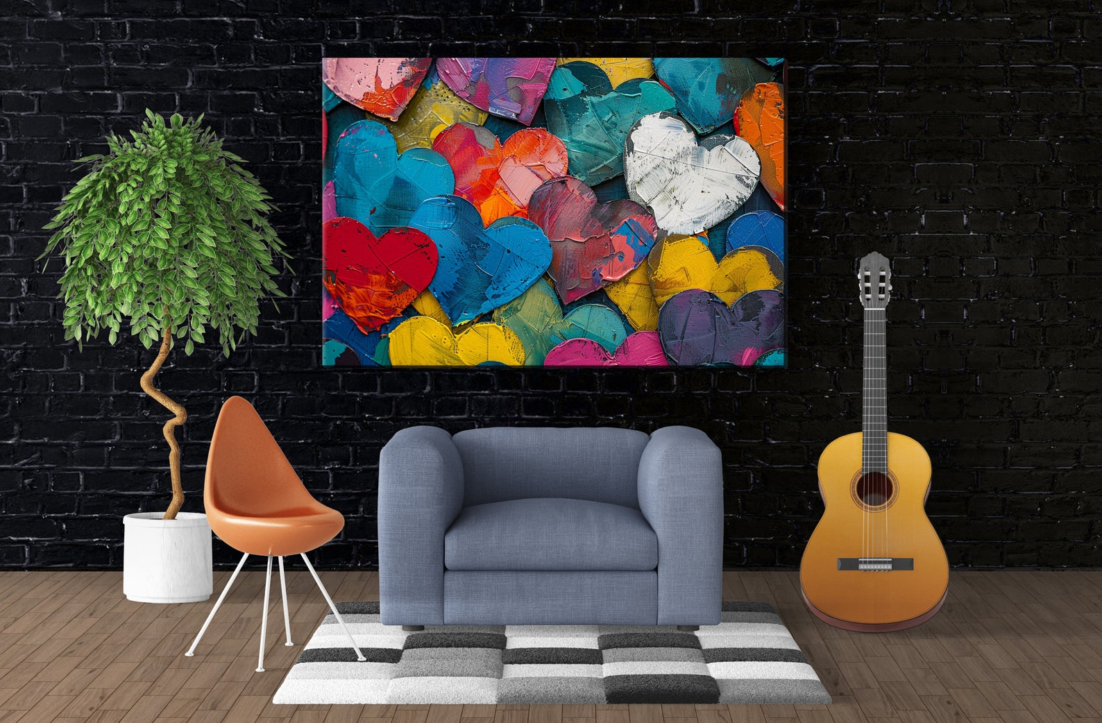 Colorful Heart Pile Piece, Love and Friendship, Giclée Print on Gallery ...
