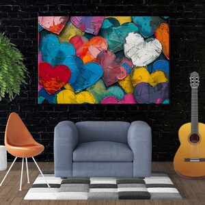 Colorful Heart Pile Piece, Love and Friendship, Giclée Print on Gallery ...