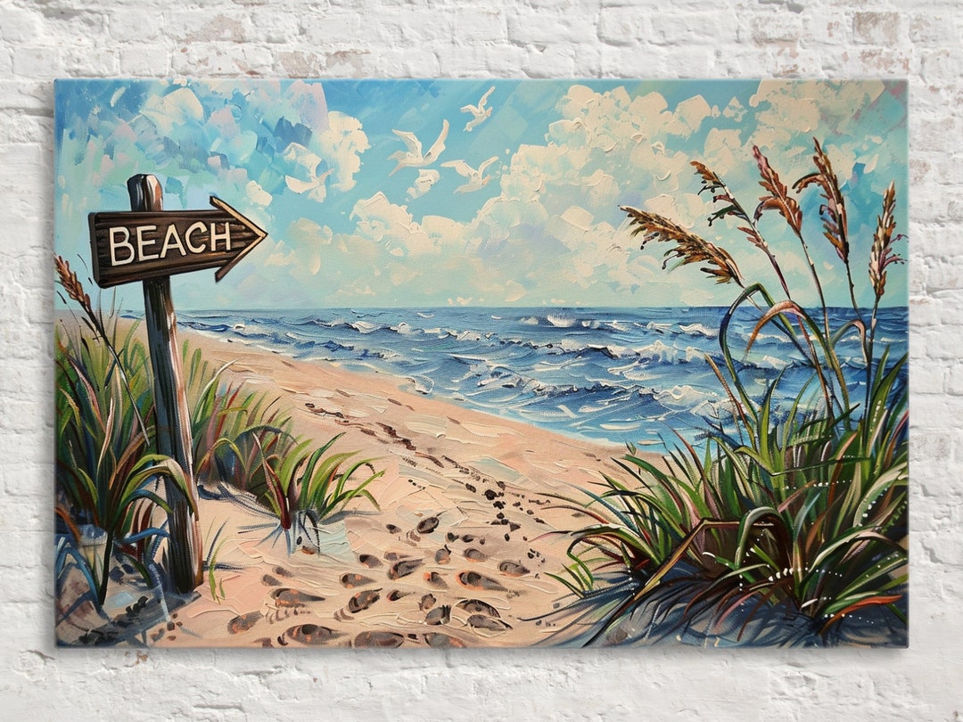 Sun-kissed Shoreline: Beach Sign Wall Art, Giclee Print on Gallery ...