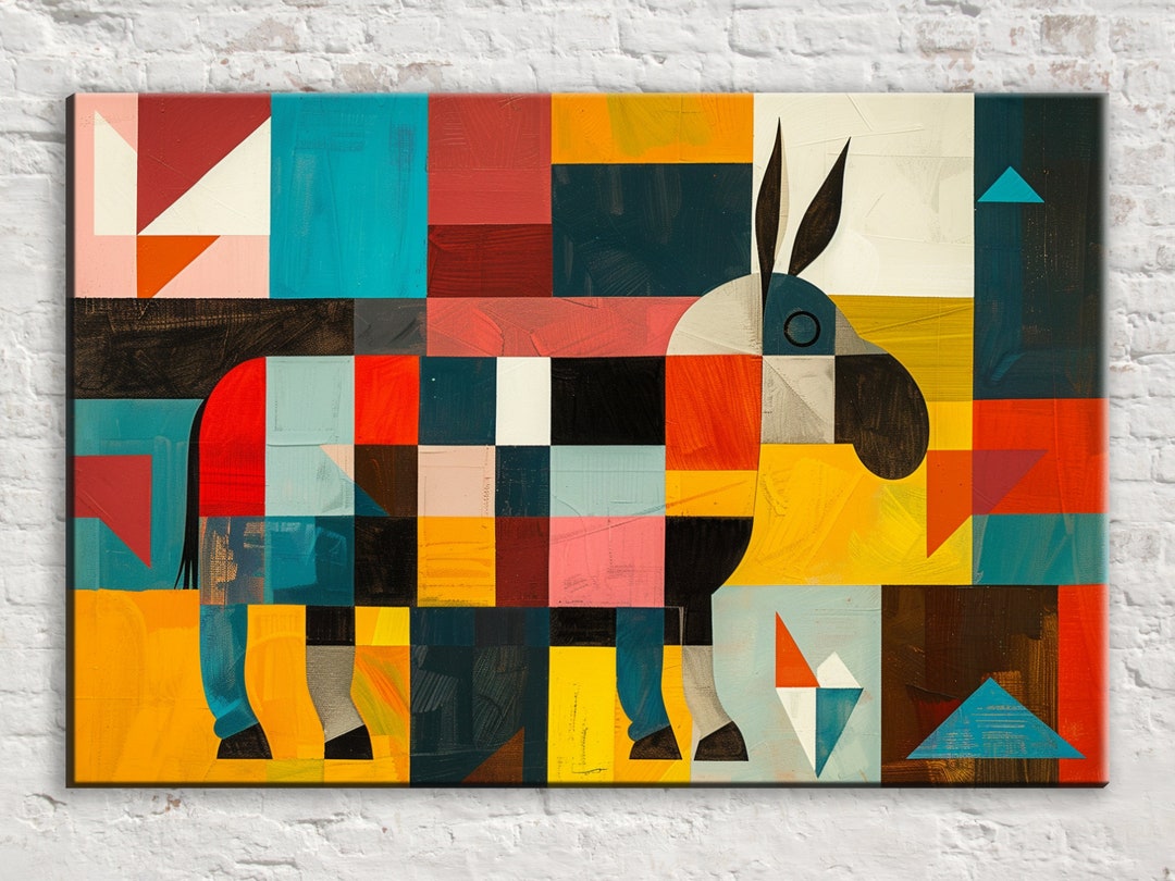 Mid-century Modern Donkey Art: Retro Elegance, Giclée Print on Gallery ...