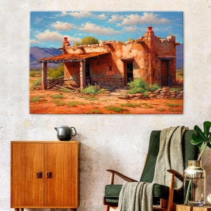 Spanish Adobe Wall Art, Rustic Western Canvas, Giclée Print on Gallery ...