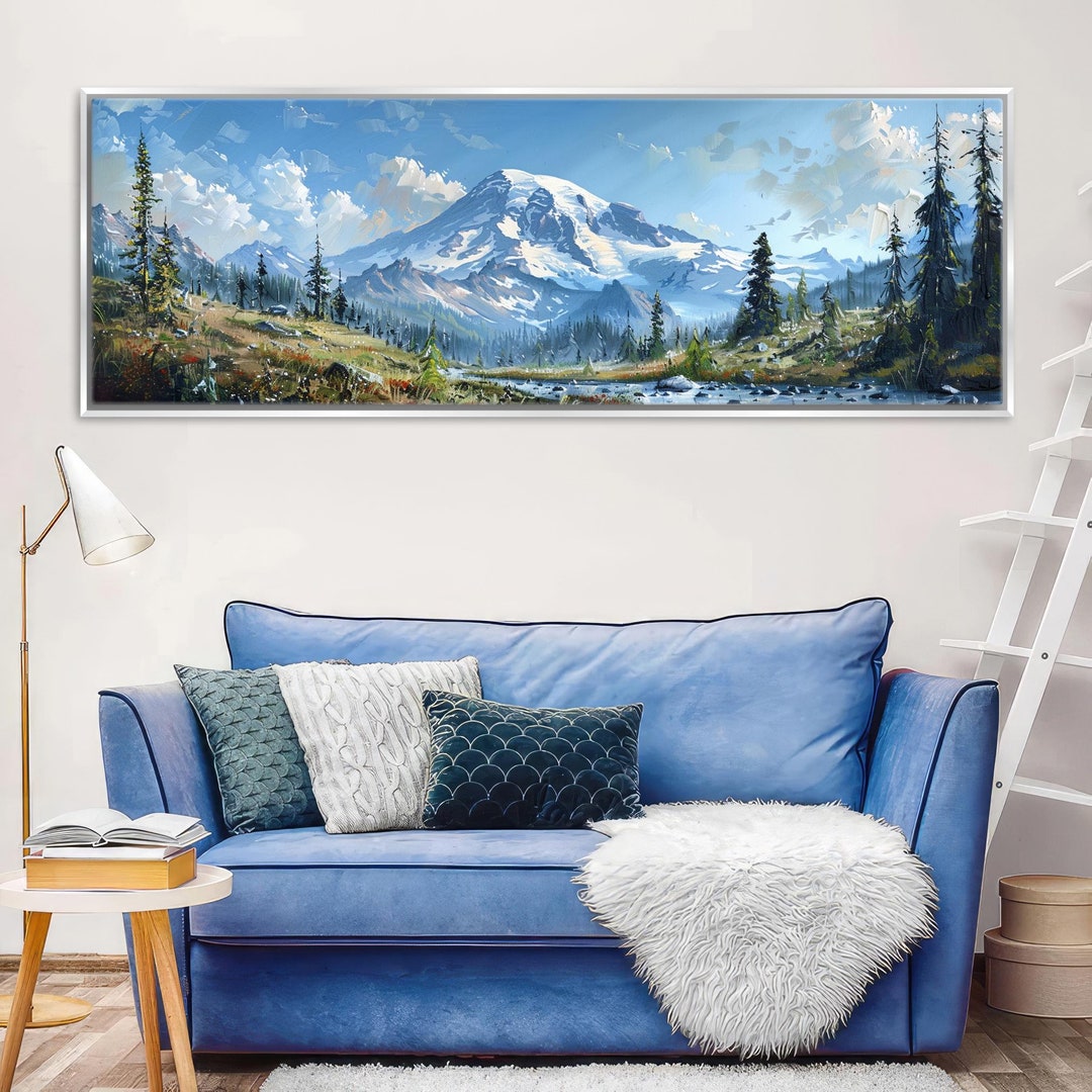 Mount Rainier Scenic Panoramic Canvas Print, Framed or Unframed, Long ...