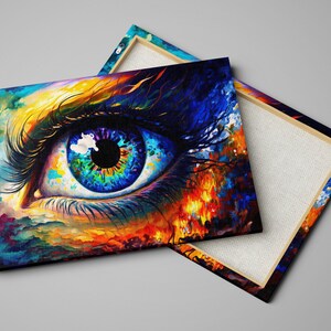 Beautiful Colorful Eye Canvas Wall Art, Vidid Eye Painting Print ...