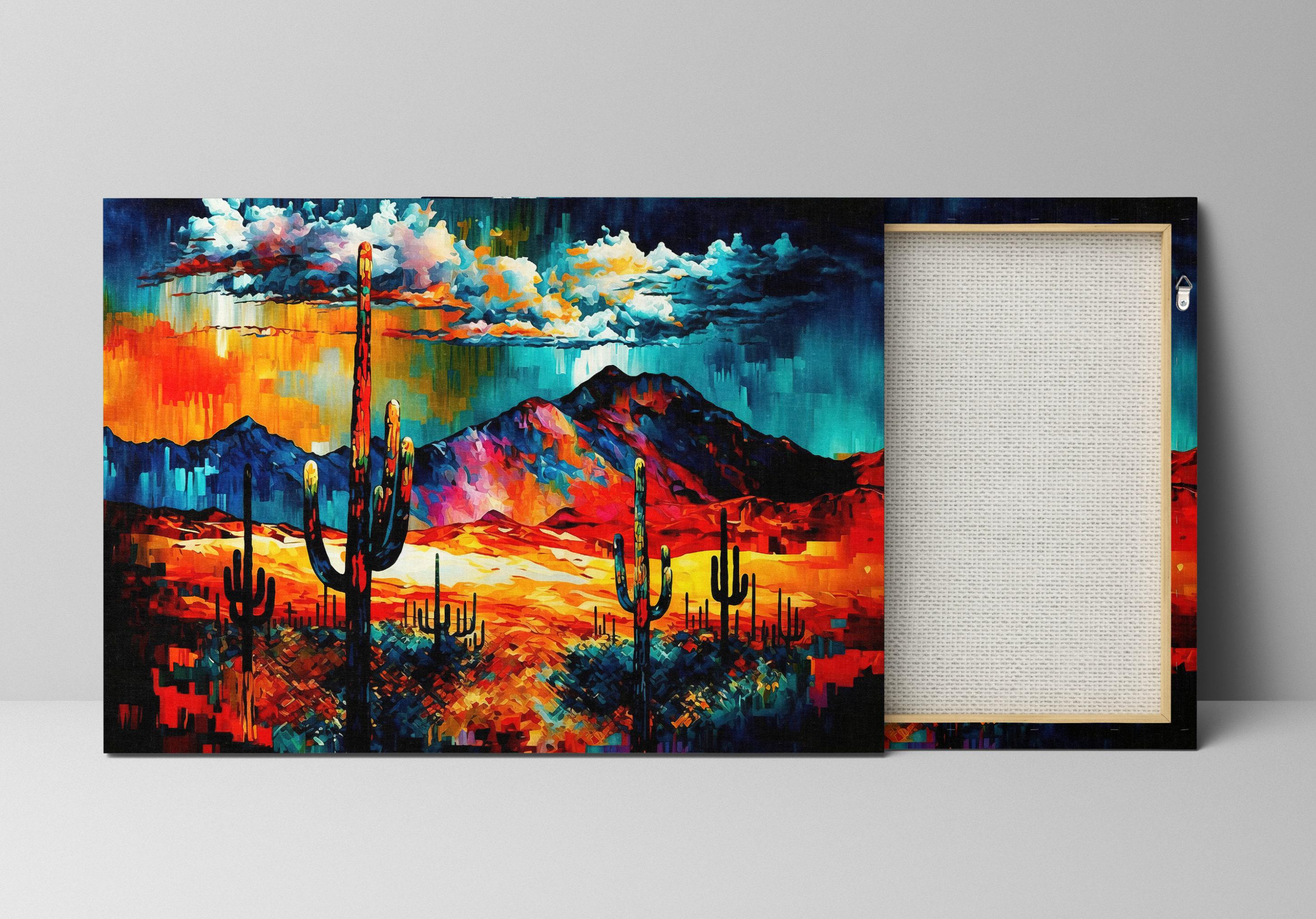 Colorful Desert Scene Canvas Print, Southwest Art Landscape Painting - Etsy