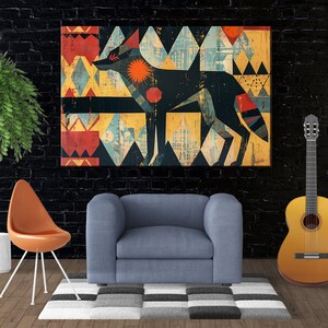 Abstract Native American Spirit Coyote Art, Modern Southwest, Giclée ...