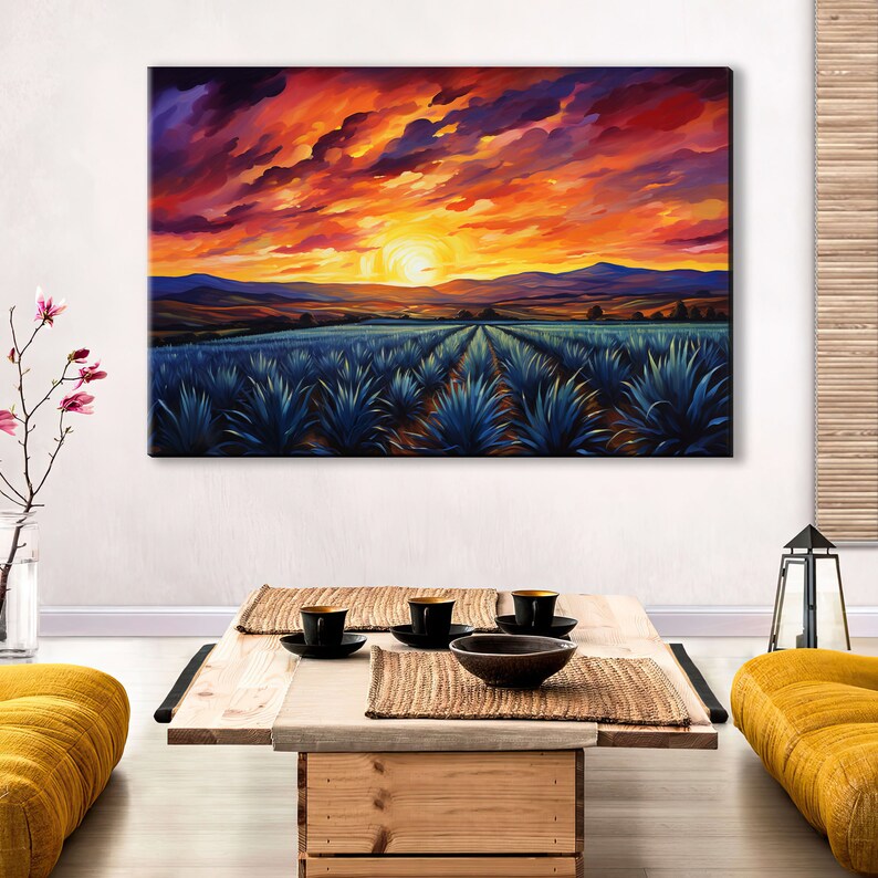 Agave Fields Wall Art, Desert Sunset Scene, Giclée Print on Gallery ...