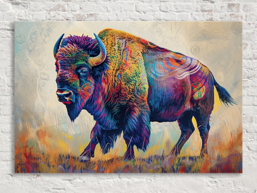 Majestic American Bison, Wildlife Buffalo Art, Giclee Print on Gallery ...
