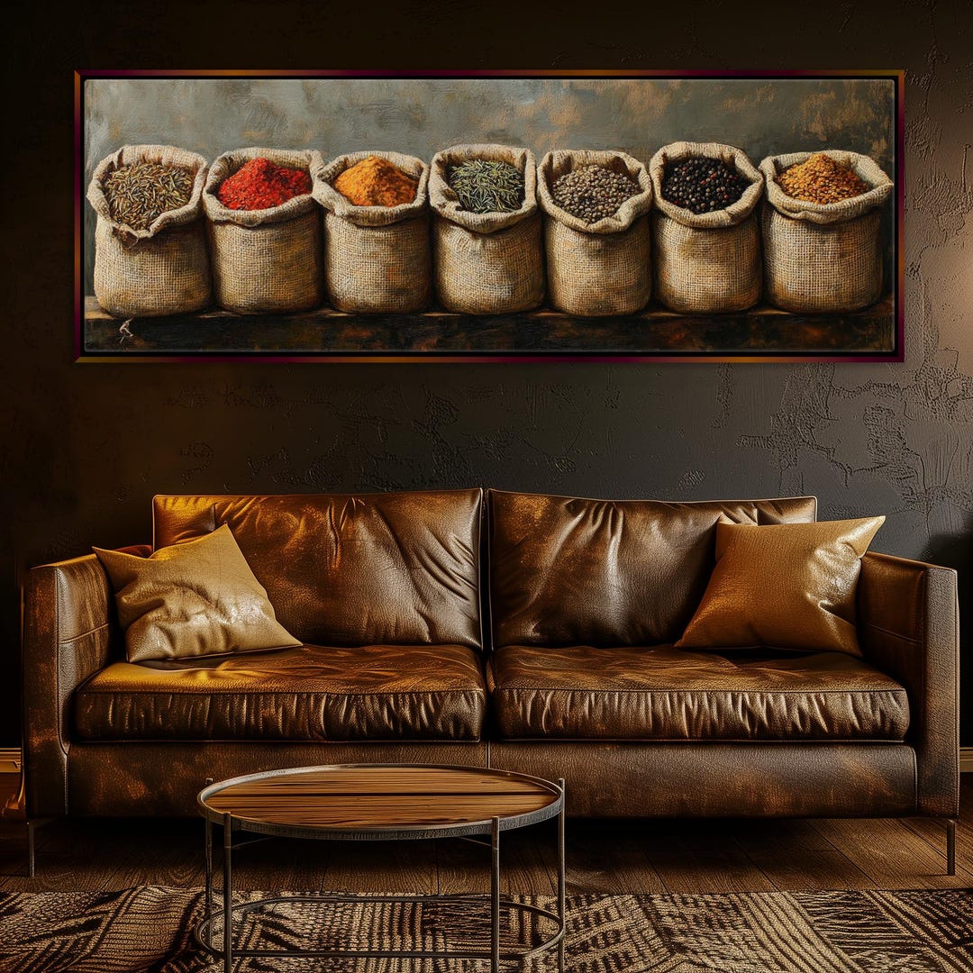 Panoramic Culinary Herb and Spices Kitchen Wall Decor Canvas, Framed or ...