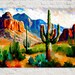 Desert Saguaro Canvas Print Southwest Landscape Painting - Etsy