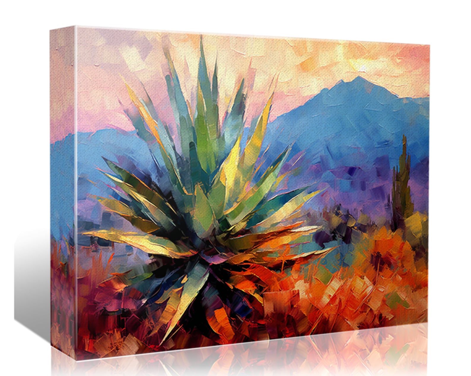 Abstract Agave Painting, Desert Cactus Canvas Print, Southwestern ...