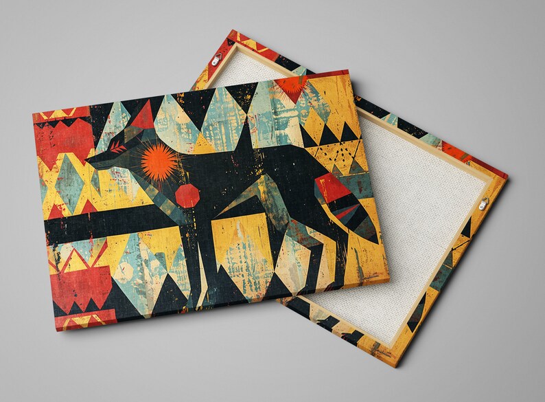 Abstract Native American Spirit Coyote Art, Modern Southwest, Giclée ...