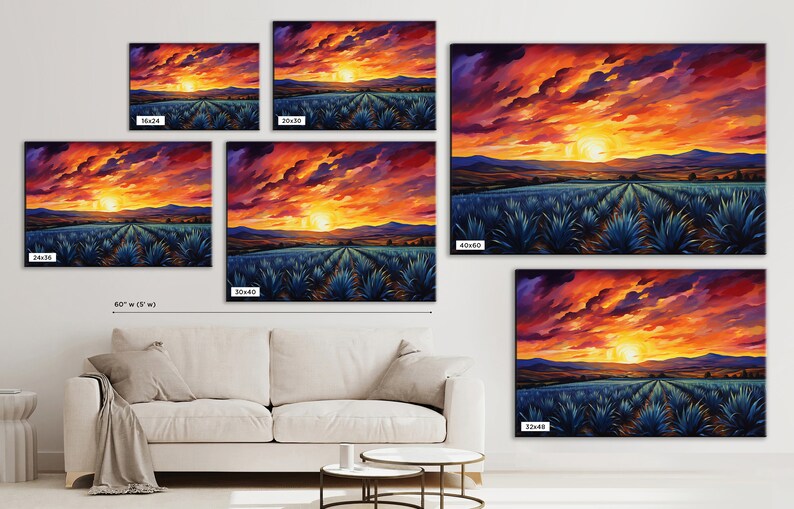 Agave Fields Wall Art Desert Sunset Painting Agave Cactus - Etsy
